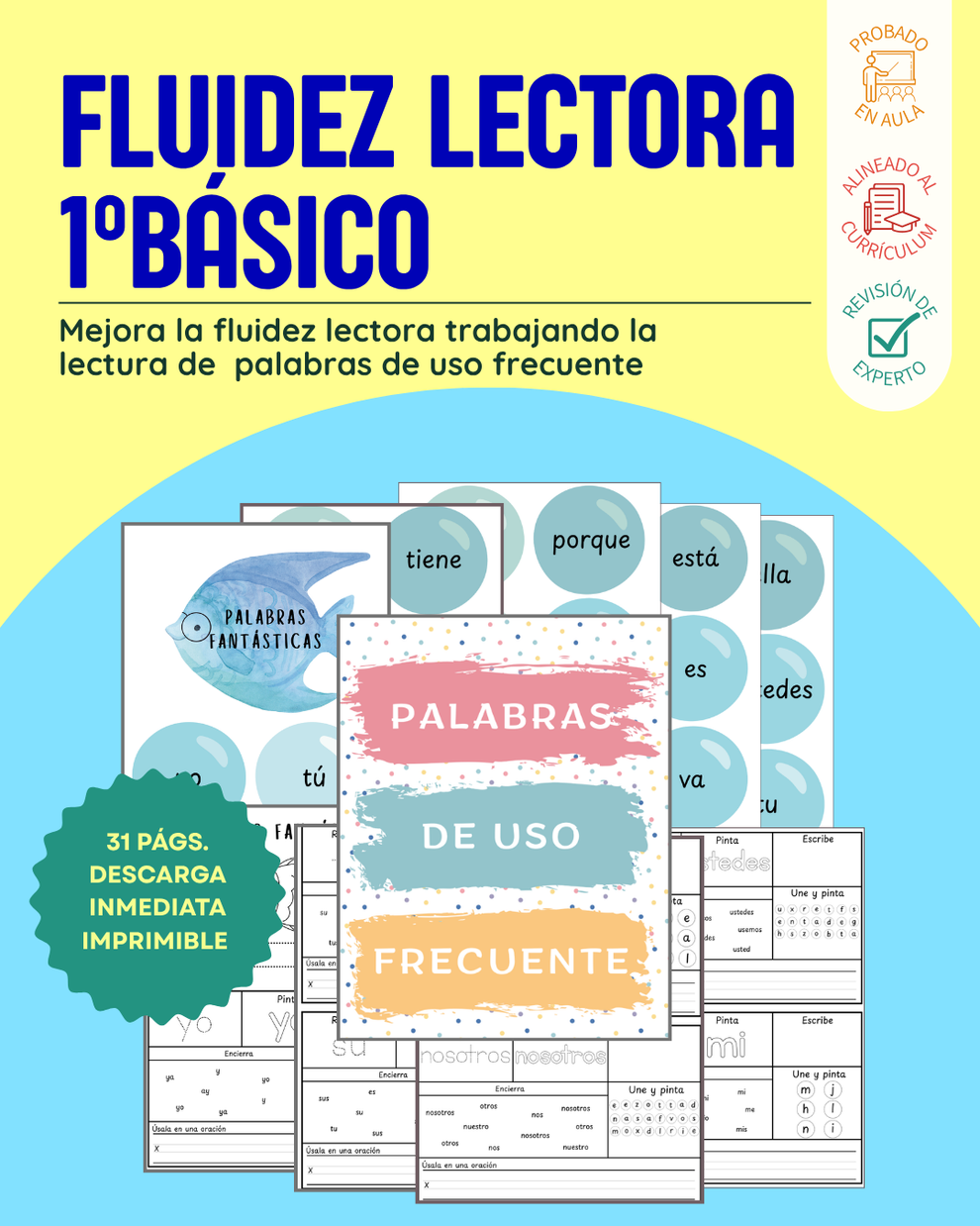 1° Básico | Fluidez Lectora: Palabras de Uso Frecuente (35 págs) – La ...